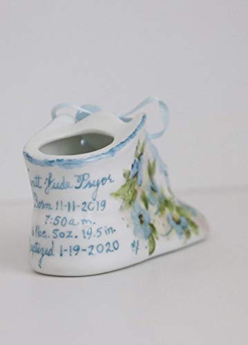 Porcelain Baby Shoe - Baptism or Christening - 100% Hand Painted Ceramic Baby Shoe Keepsake- Baby Dedication