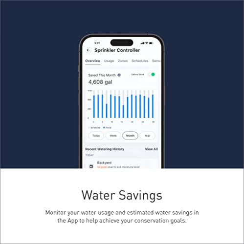 Moen WICNT008G1USA 8-zone Smart Sprinkler Controller, WI-FI Connectible, Automatic Water Timer, Smart Irrigation System, Scheduling, Adjustable, Shutoff, Easy to Install