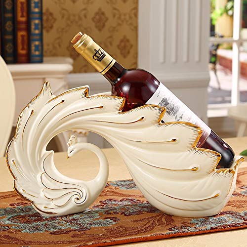 Stylish Simplicity Ivory Magnetic Wine Rack Decoration Peacock Modeling Crafts European Wine Cabinet Decoration Creative Home Desktop Porch Partition Decoration Decoration Wedding Gift Beautiful and