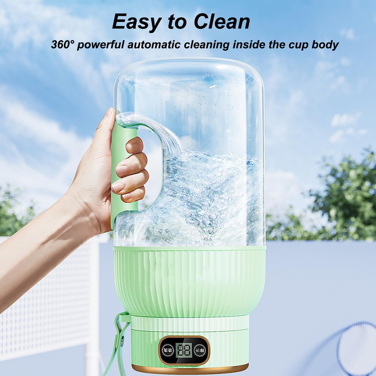 Yulyoie Juicer Cup, Multifunctional Portable Juicer Cup with Digital Display, 40 Oz Juice Cup Blender, Rechargeable Blender Cup Electric for Travel (Green)