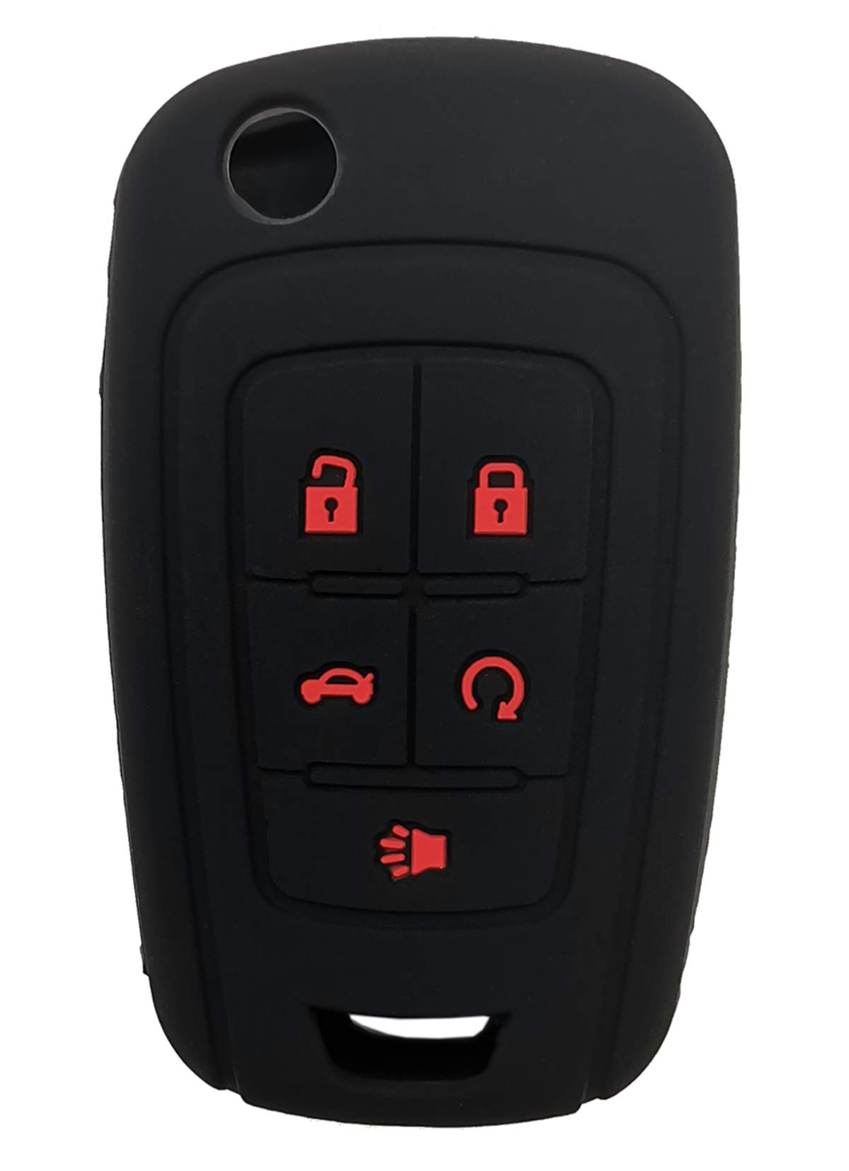 Keyless Entry Remote Key Fob Skin Cover Protective Silicone Rubber key Jacket Protector for Chevrolet Camaro Cruze Volt Equinox Spark Malibu Sonic (1 Black with Red + 1 Red)