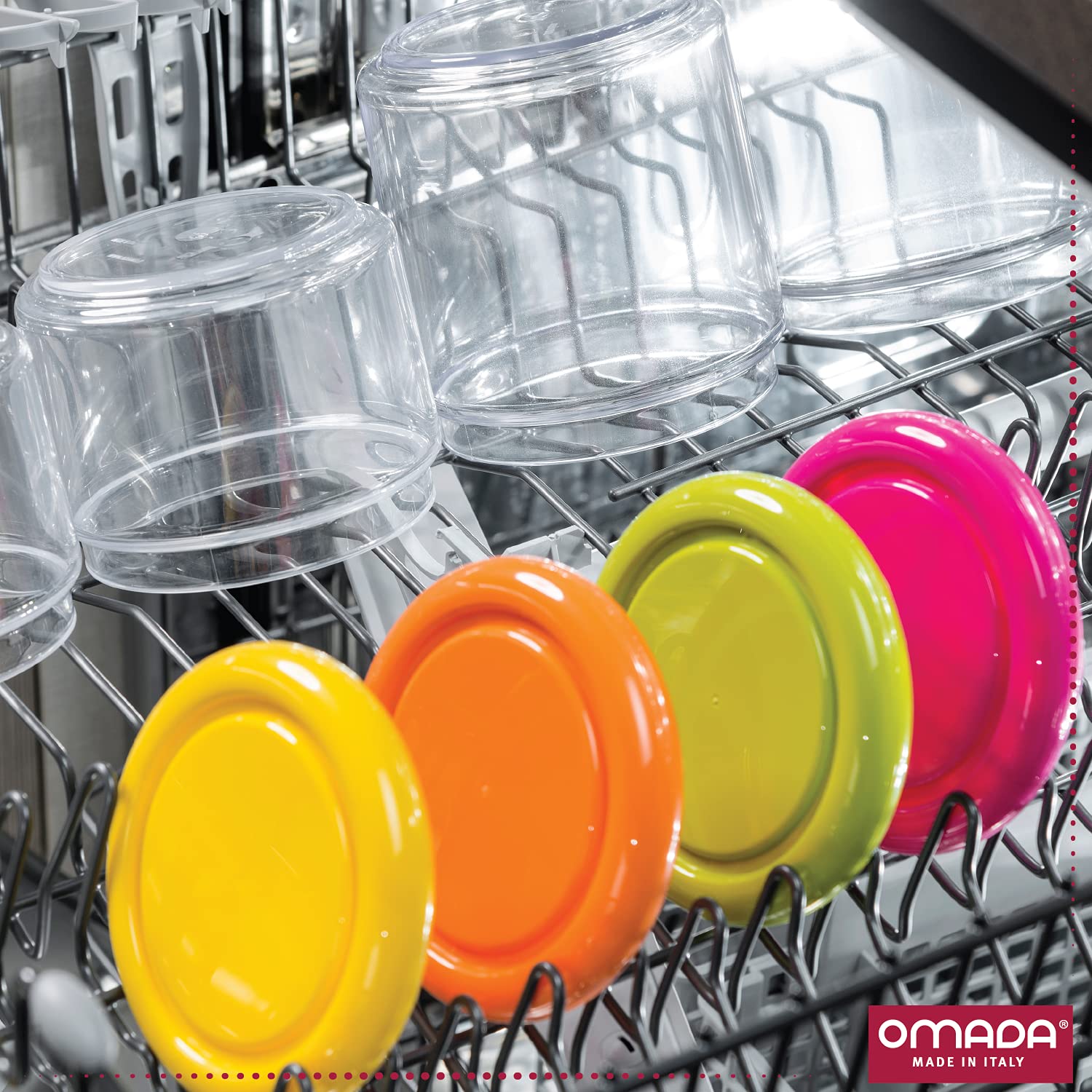 OMADA Acrylic Airtight Storage Container: Sugar Flour Container and Pasta Container - Storage Jar for Food Toiletries Office Supplies - Dishwasher Safe Storage Container Cylinder - 16 Oz β Violet Lid