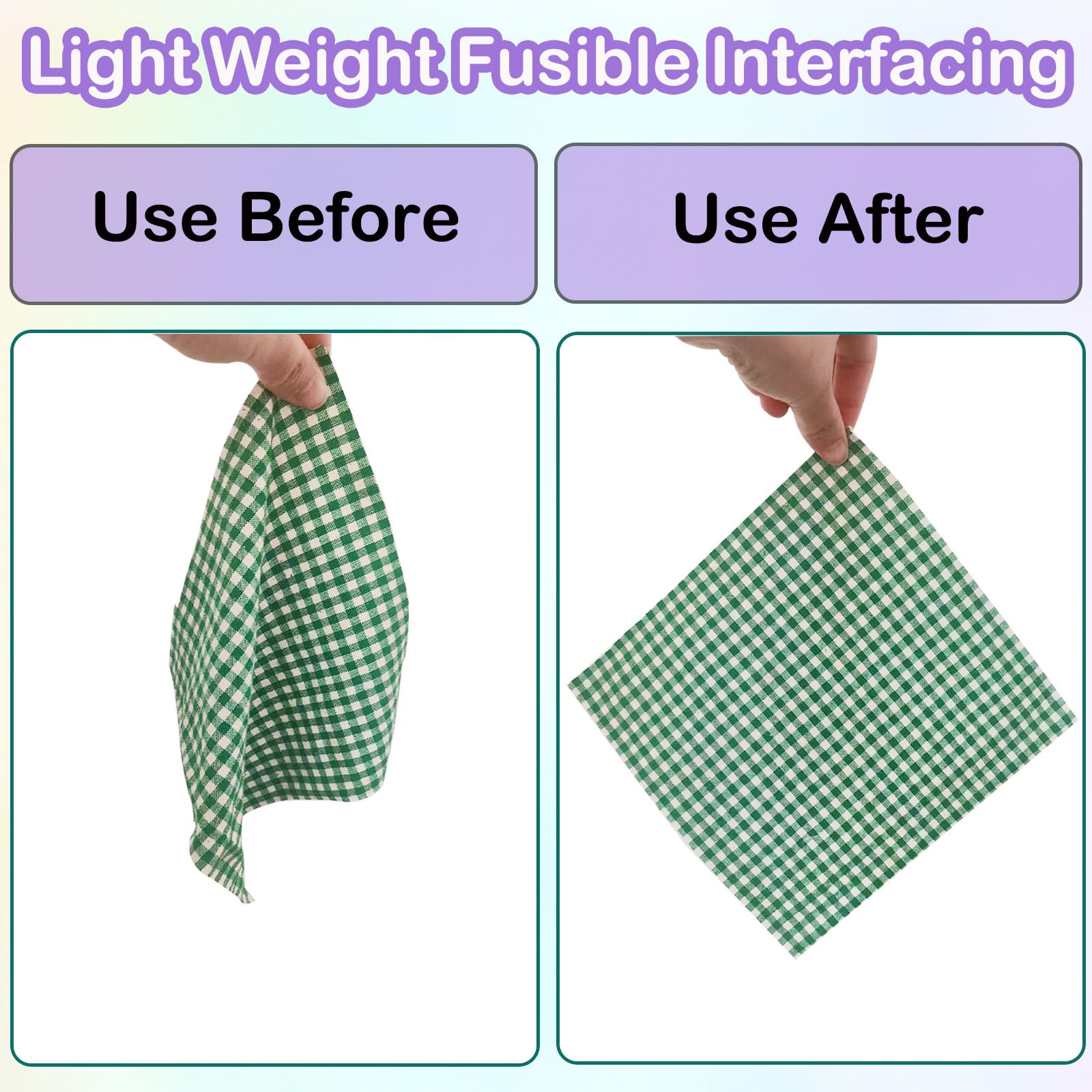 Iron-On Non-Woven Fusible Interfacing 15.7 Inch x 54.7 Yard Lightweight Non-Woven Interfacing White Polyester Single-Sided Interfacing for Sewing DIY Crafts Supplies
