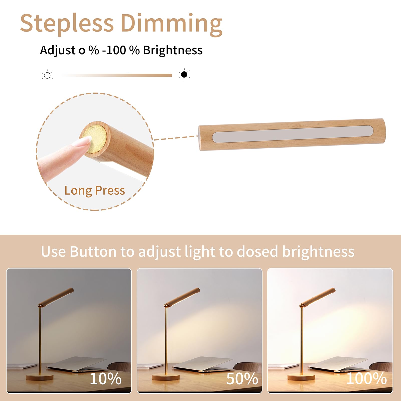 LANDGOO Wooden LED Table lamp Reading lamp Magnetic Dimmable Reading Light