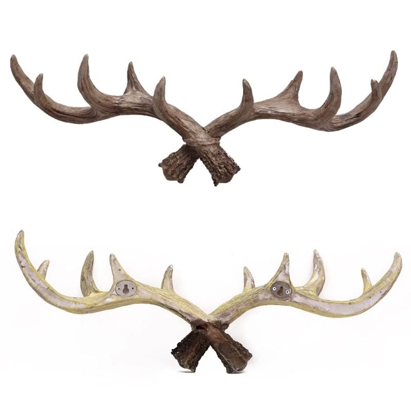 Wall Mount Hook,Coat Rack Wall Mounted,Retro Antlers Hook Decoration Wall Mount Hook Heavy Duty Hanger Towel Rack Light Color