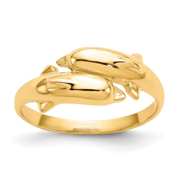 IceCarats 14K Yellow Gold Sea Dolphin Ocean Fish Beach Nautical Ring Size 6