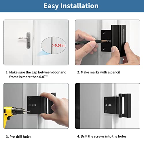 Yomisga Home Security Door Lock Reinforcement Safety Latch Extra Front Doors Security Devices Withstand 800 lbs, Anti Door Kick in Security Protector for Door Inside, Child Proof Aluminum Door Locks