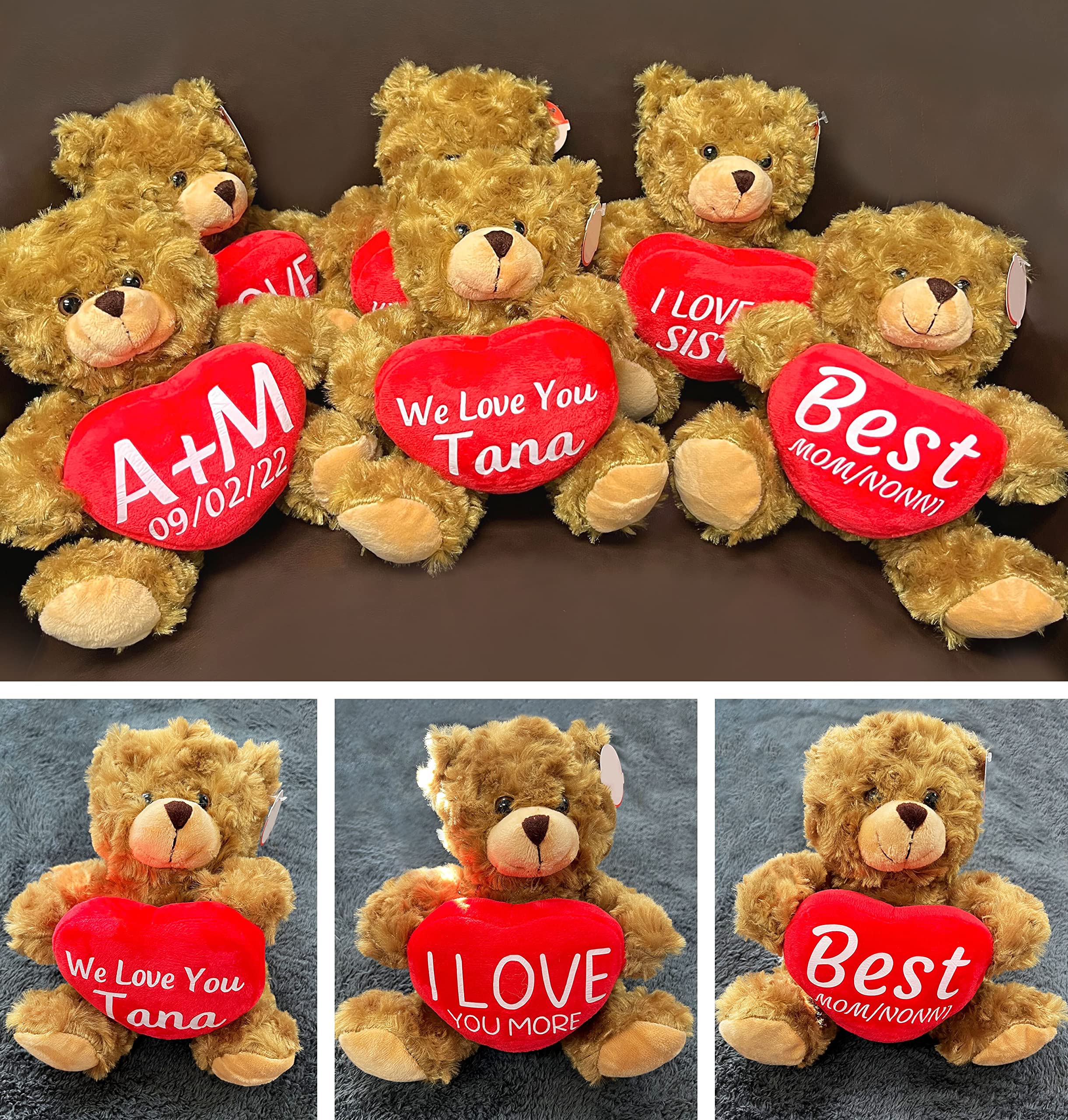 Personalized Mocha Bear with Heart for Girls, Boys - Custom Plush Teddy Bear with Your Text Name