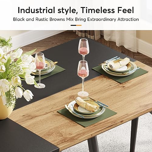Tribesigns 70.86 inch Dining Table for 6 to 8 People, Industrial Rectangular Kitchen Table with Strong Metal Legs, Large Long Wood Dining Room Table for Living Room, Brown and Black