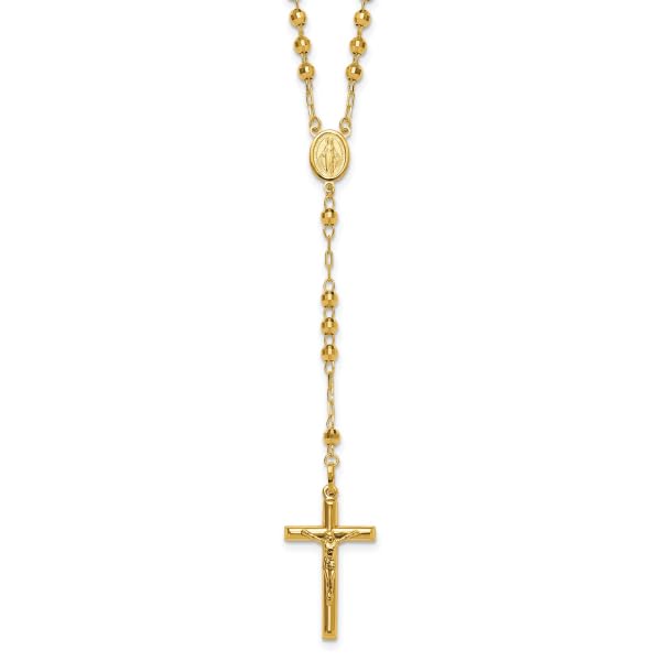 IceCarats 14K Yellow Gold 4mm Beaded Rosary Necklace 24 inch Chain