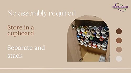 The Roll Keeper, Vinyl Roll Holder and Craft Room Organizer, Hanging Adjustable Rack, Diamond Painting Accessories,Closet, Door and Wall Mount, Holds 36 Roll (White Elastic)