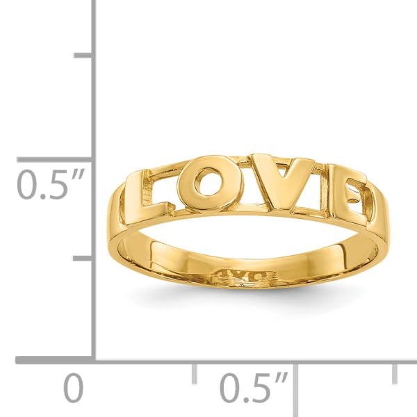 IceCarats 14K Yellow Gold Love Ring Size 7