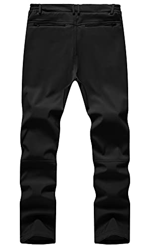 Men's Waterproof Snow Ski Pants Windproof Fleece Lined Ripstop Outdoor Lightweight Hiking Snowboard Pants Zipper Bottom Leg (Black,3X-Large)
