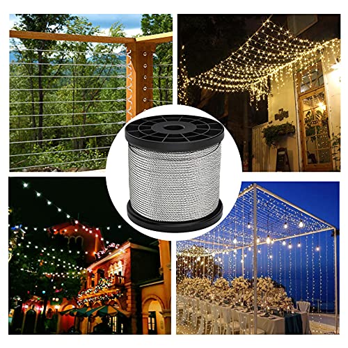 NQN 170FT Globe String Light Suspension Kit, Outdoor String Light Suspension Hanging Kit Guide Wire for Patio, Garden-Vinyl Coated 304 Stainless Steel Wire Cable, Turnbuckle, Hooks, Full Accessories