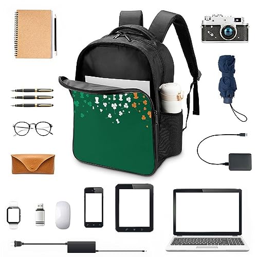 St Patricks Day Ireland Flag 16 Inch Backpack Lightweight Back Pack with Handle and 2 Compartments Daypack Funny Prints Design Laptop Bag