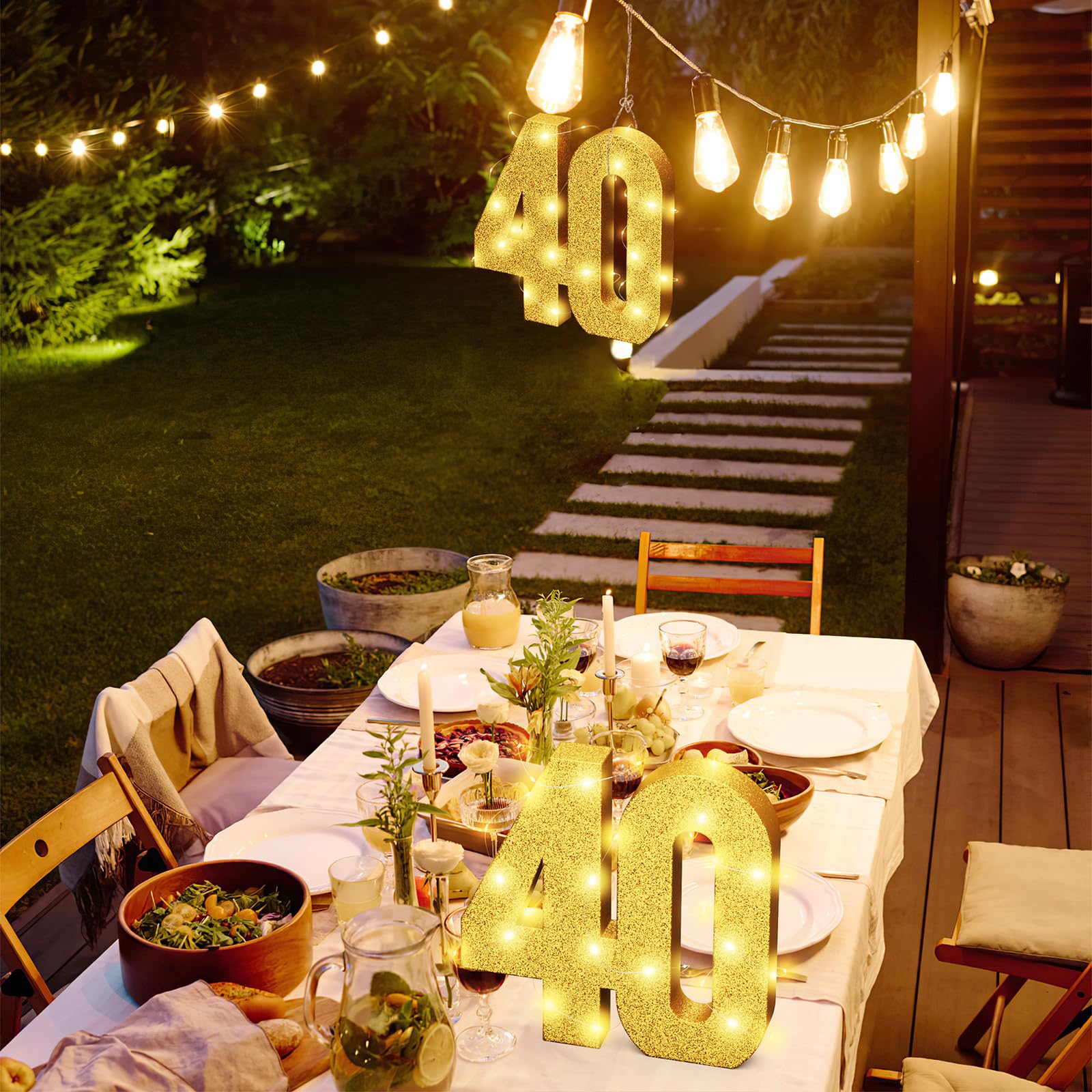 Usongshine Happy 40th Birthday Decorations Anniversary Decorations 40th Centerpiece Table Decorations for Men Women(30 * 30 * 3cm)