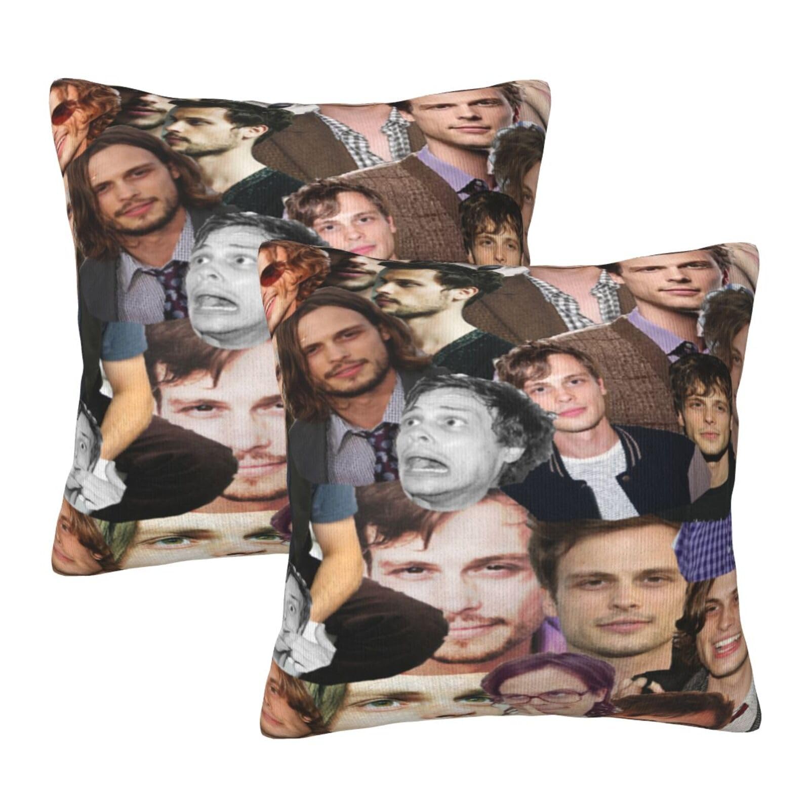 IRONSURE Double Sided Plush Pillow Cover Double-Sided Zippered Matthew Soft Gray Gubler Sofa/Bedroom/Living Room/Pillow Throw Pillowcase for Home 18"X18"