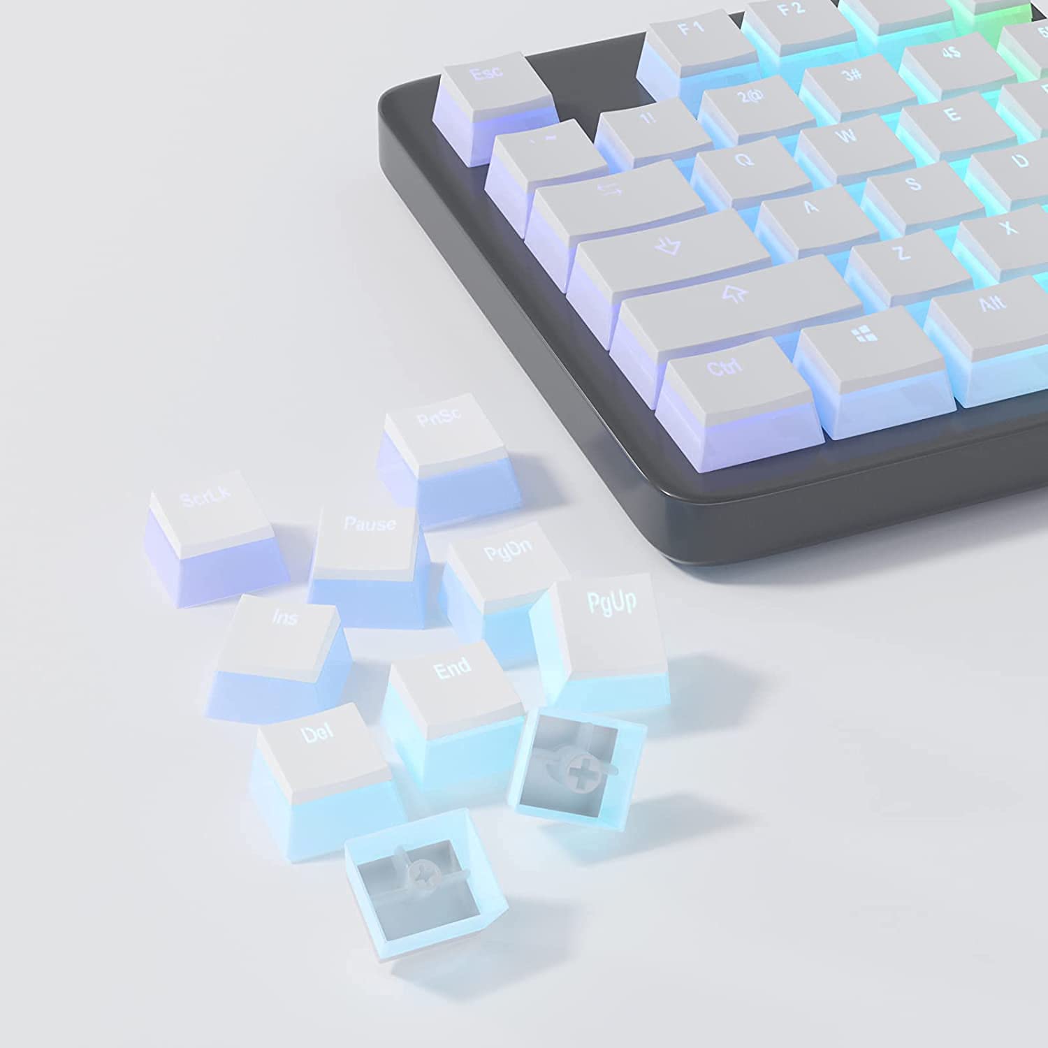 unband UK Layout 60% True Mechanical Gaming Keyboard Type C Wired 61 Keys LED Backlit USB Waterproof Keyboard 14 Chroma RGB Backlight Full Anti-ghosting Keys for Computer/PC/Laptop/MAC (Blue/Blue Swit