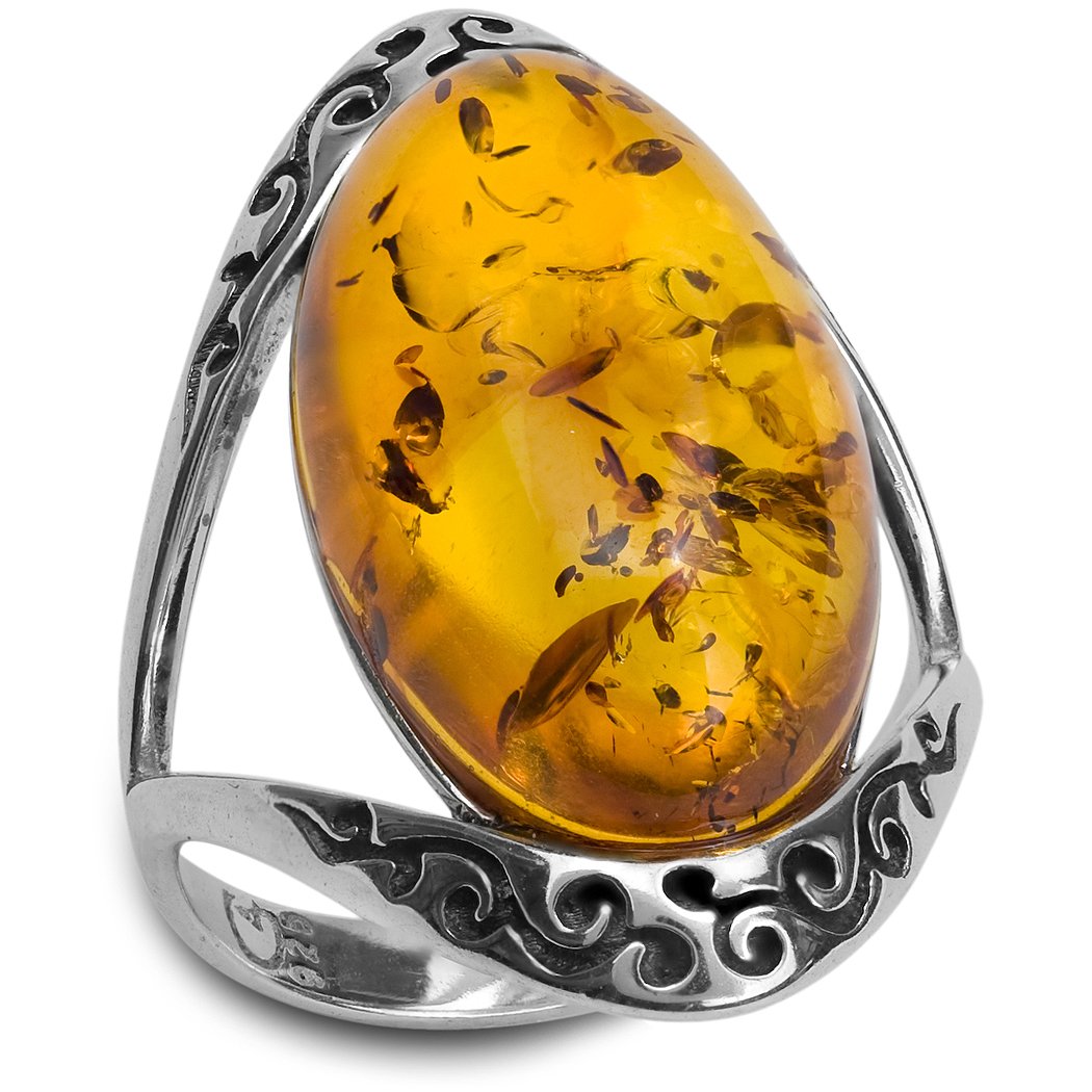 Ian and Valeri Co. Amber Sterling Silver Large Ring Oval
