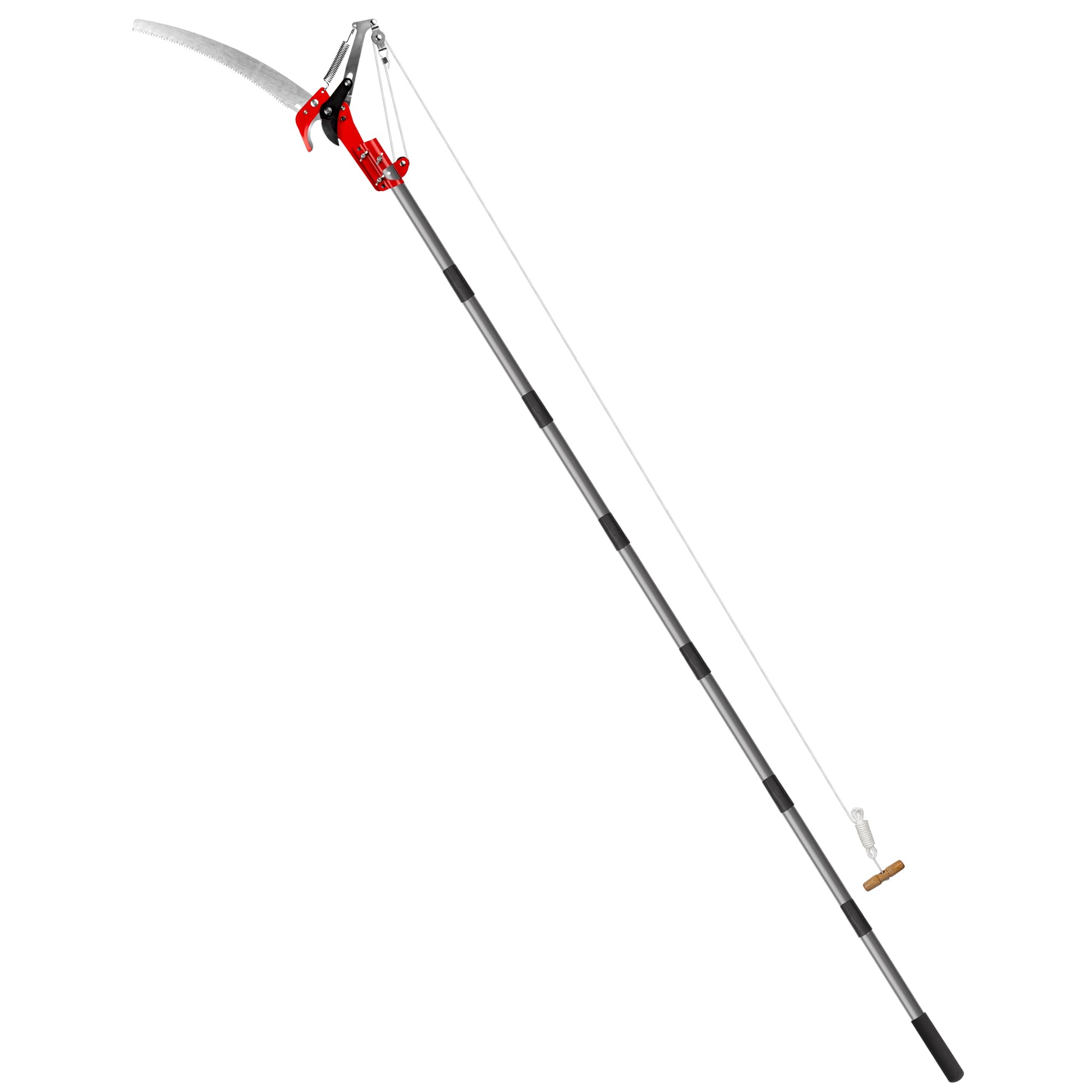 Suchtale 14ft Pole Saw, Manual Tree Pruner with Sharp Steel Blade, Trimmer with Scissors and High Strength Lightweight Handles for Pruning High Branches, Shrubs and Twigs at Forest Yard Garden Patios