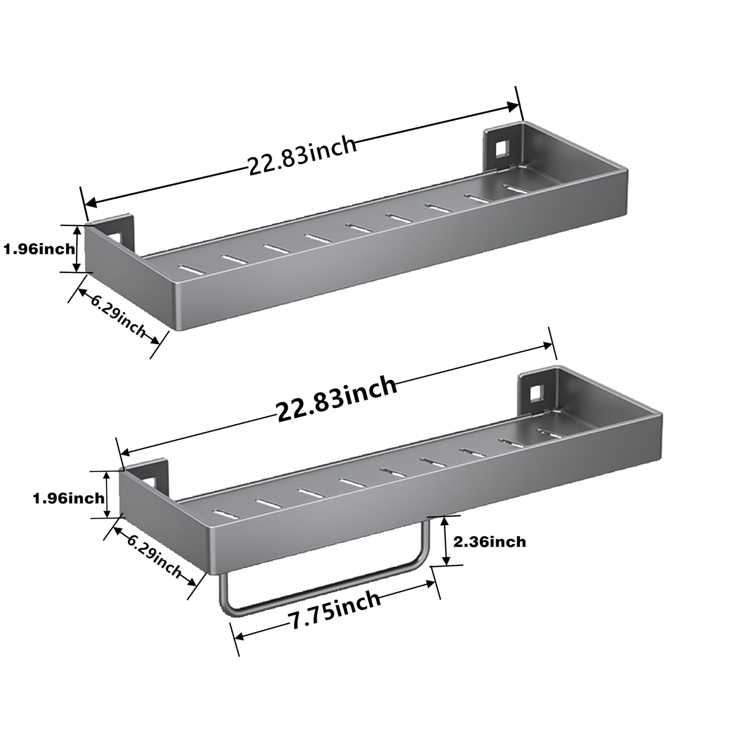 XXL Shower Caddy(22.8"×6.3"×2"),2 Pack Adhesive Hanging Bathroom Shelves Basket,Kitchen Spice Rack,Refrigerator Organizer,Fridge Shelf,Seasoning Holder,Floating Wall Mounted Storage,Toilet,Living Room