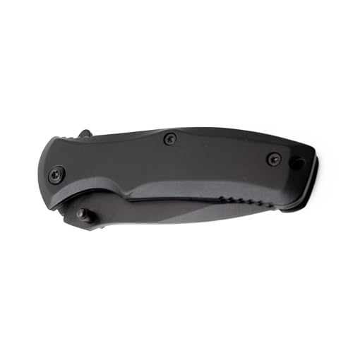 Visol Stainless Steel Pocket Folding Knife Lockback Lanyard Belt Clip for Camping and Outdoors (Black Pendragon)