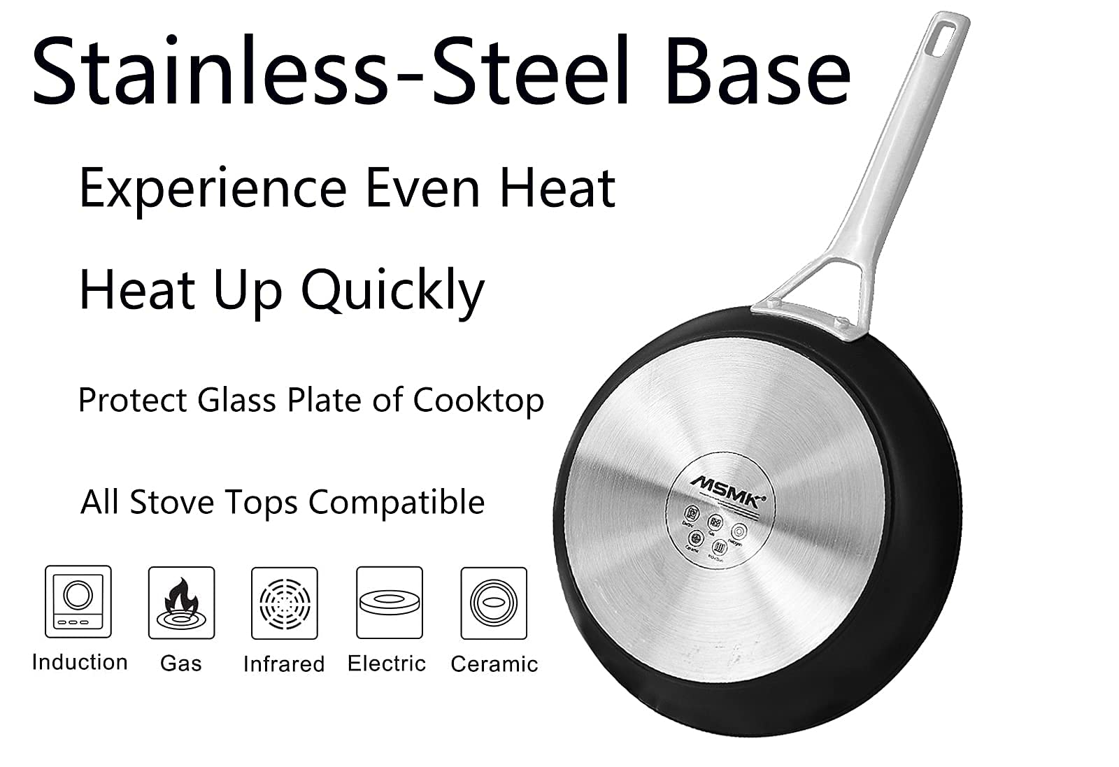 MSMK 7 Inch Pan With Lid and 10 Inch Pan With Lid, PFOA Free Non-Toxic and Oven Safe to 700β Induction Cookware, Compatible for All Stove Tops