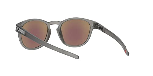 Oakley Men's Oo9349 Latch Low Bridge Fit Round Sunglasses, Matte Grey Ink/Prizm Sapphire Polarized, 53 mm