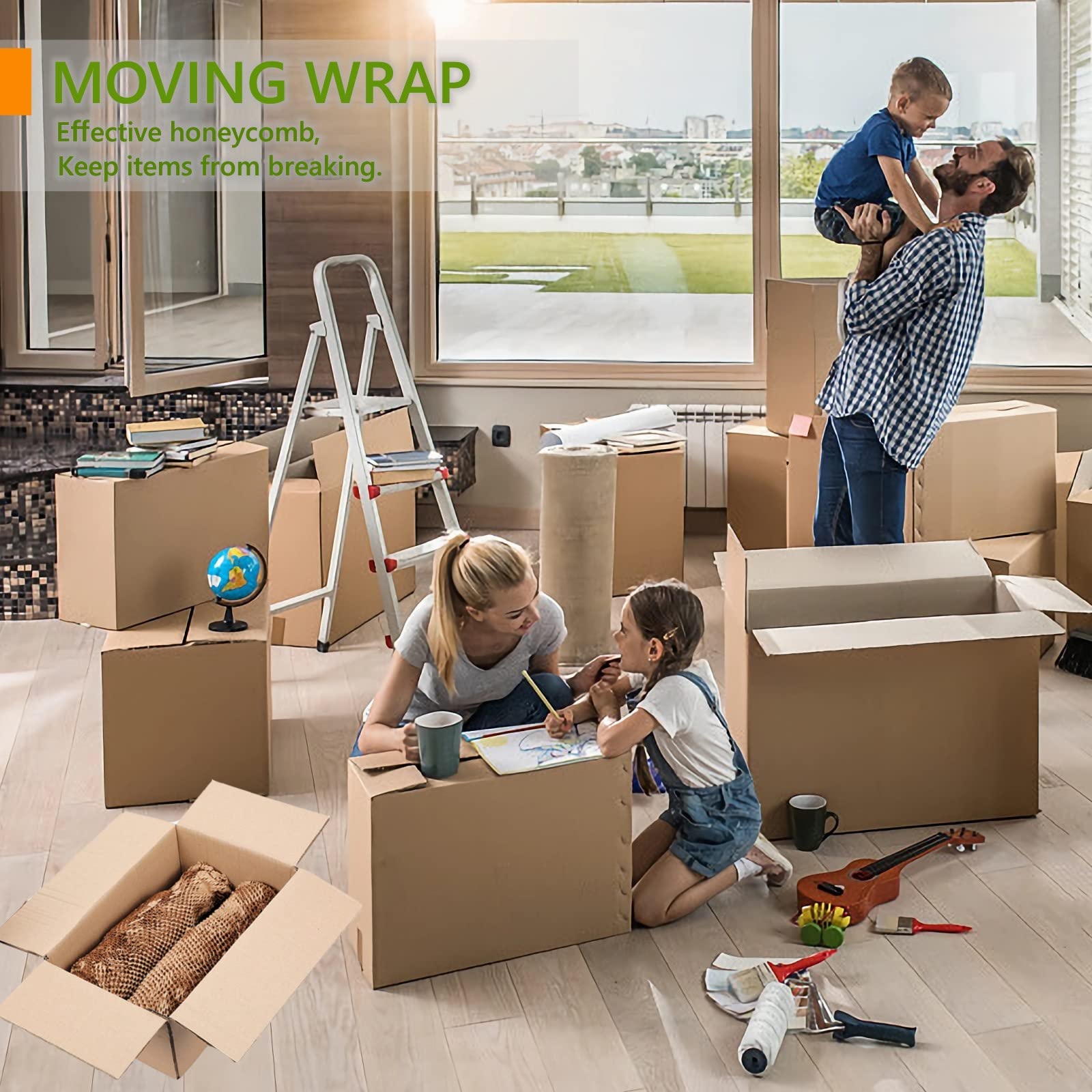 Honeycomb Packing Paper, 16" x 345' Packing Paper for Moving, Recyclable Biodegradable Cushioning Packing Material Honeycomb Wrapping Paper Roll