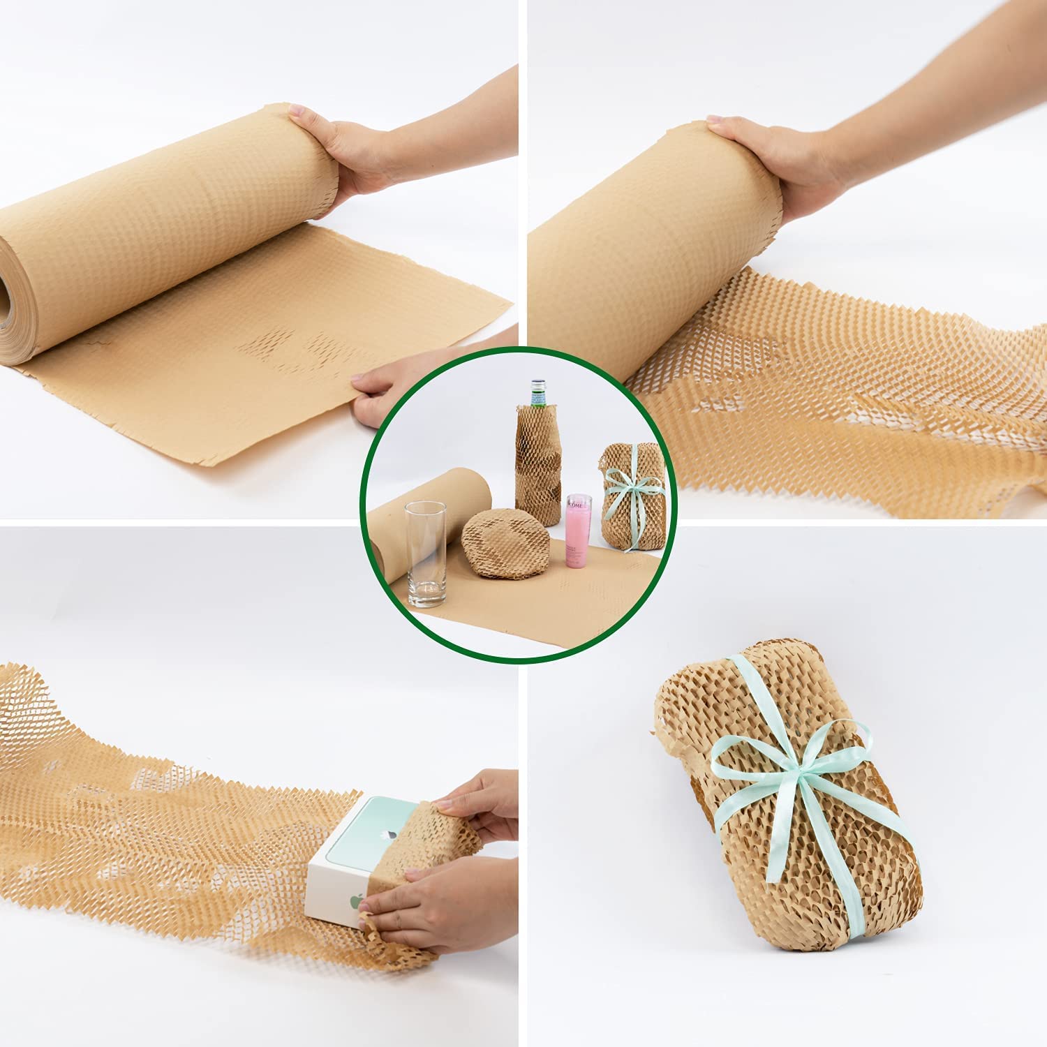 Honeycomb Packing Paper for Moving Dishes and Glassware 15"x98' Eco Friendly Packaging Bubble Cushion Wrap Roll Bulk Shipping Supplies for Packages Box Void Filler