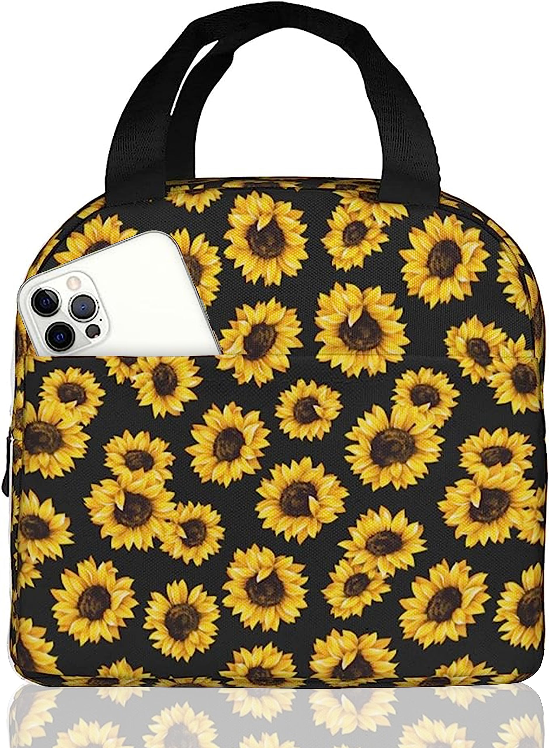 OMXNAQZ Sunflower Insulated Lunch Bag for Women with Containers Freezable Cooler Thermal Waterproof Lunch Box