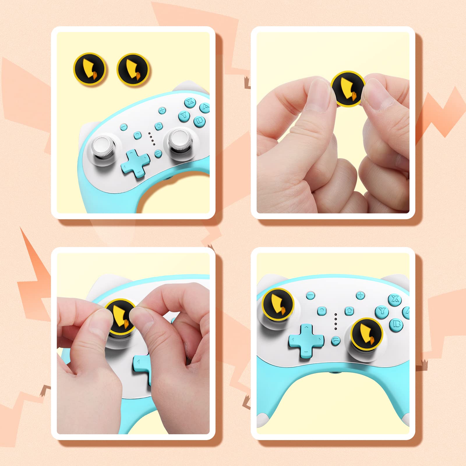 KINGEAR Cute Thumb Grips for Nintendo Switch, Switch Thumb Grips, Switch Joystick Caps for Nintendo Switch Lite/OLED, Switch Accessories for Nintendo Switch Controller