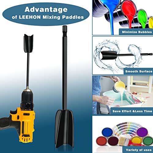 Resin Mixer Paddles, LEEHON Epoxy Mixer Attachment, Reusable Paint, Resin Mixer Paddle to Mix Epoxy Resin, Paint, Ceramic Glaze - Paint Mixer for Drill (4 Pcs)