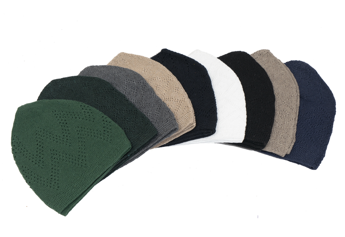 JILANI HANDICRAFT 7X Islamic Muslim Knitting Kufi Topi Prayer Hat Crochet Taqiyah Takke Skull Cap