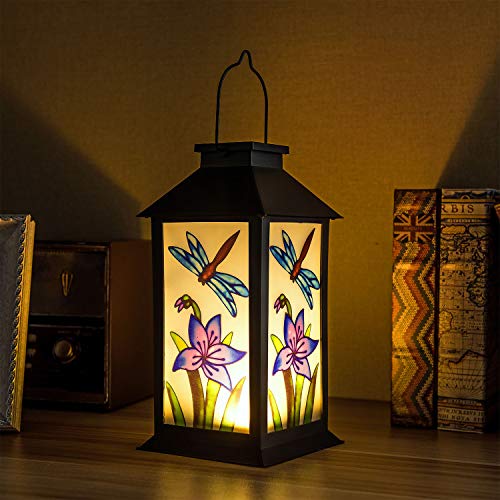 Solar Lanterns Outdoor Hanging Solar Lights Decorative for Garden Patio Porch and Tabletop Decorations. (Dragonfly)