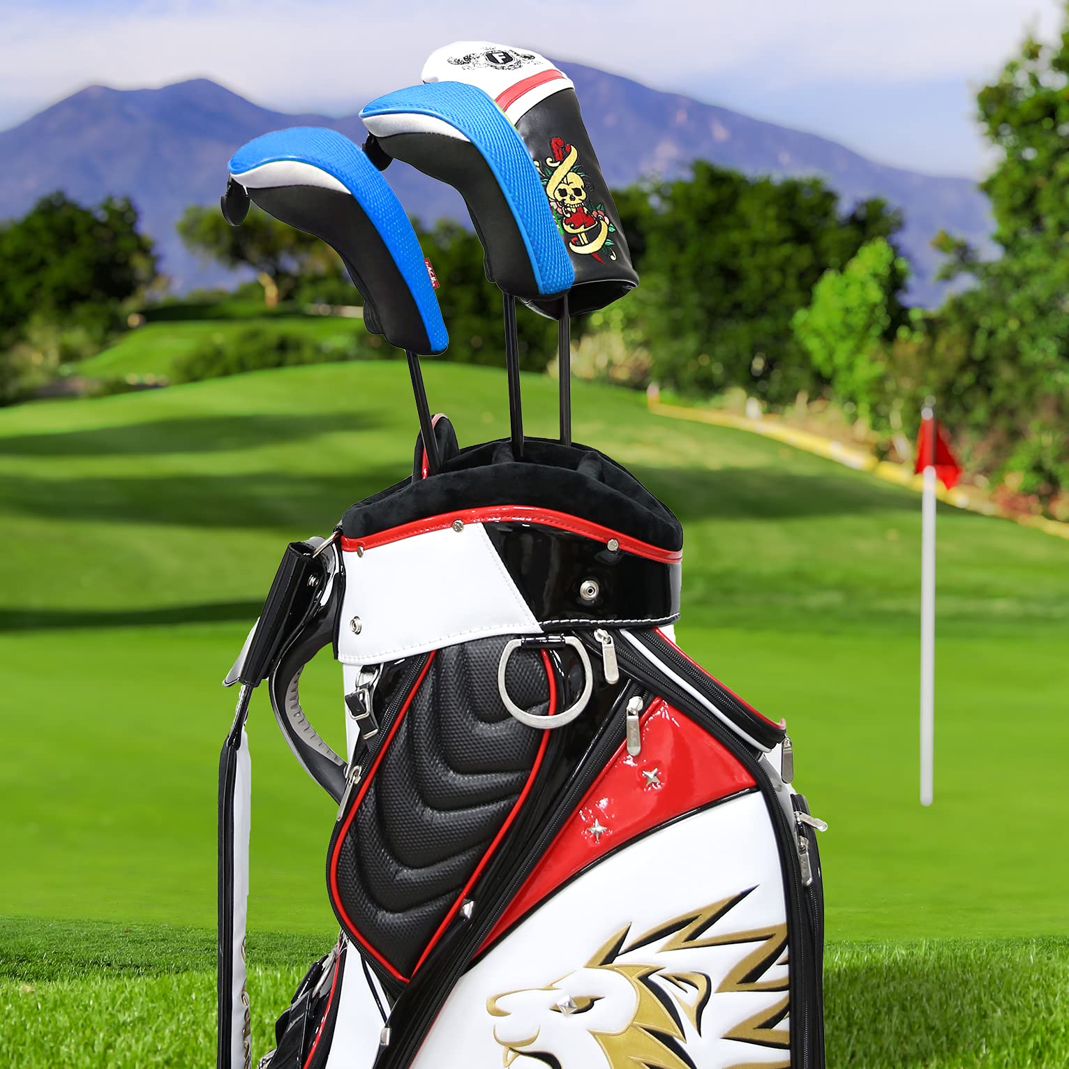 KYTAI Golf Club Head Covers, 4 Pcs for Hybrid Headcovers with Interchangeable No. Tag UT Cover