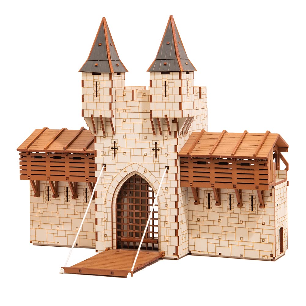 I Built It - Barbican P - Castle Gatehouse - 3D Wooden Puzzle - 28mm Scale Model Building Kit for Adults & Kids, Educational Toy, Creative Gift, Fun DIY Family Activity, Tabletop Miniature Terrain Kit