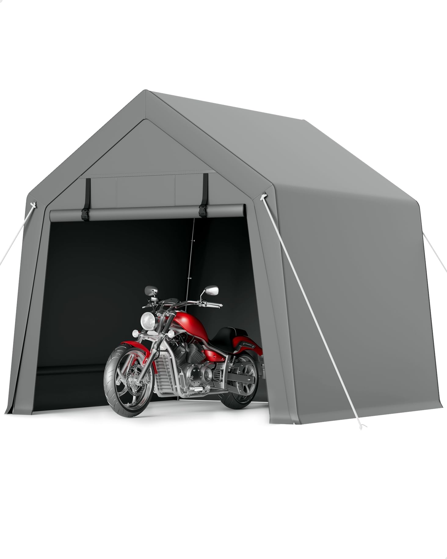 VerisShade 6 x 6 ft Carport Storage Shed, Shelter Logic with 2 Roll-up Zipper Door, Heavy Duty Waterproof Tarp, Storage Tent for Motorcycle, Bike, Garden Tools, Firewood