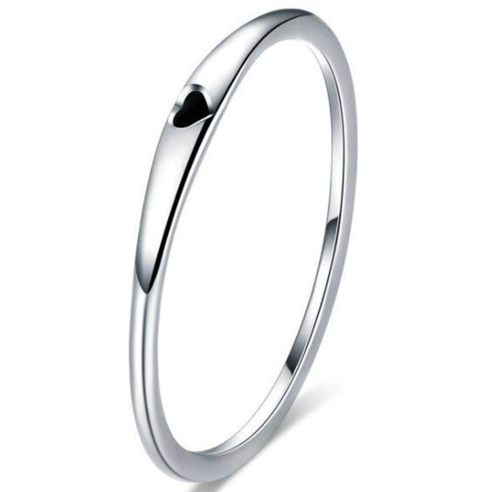 Kingray Jewelry Stainless Steel Heart Shaped Wedding Band Promise Statement Stackable Ring (10)