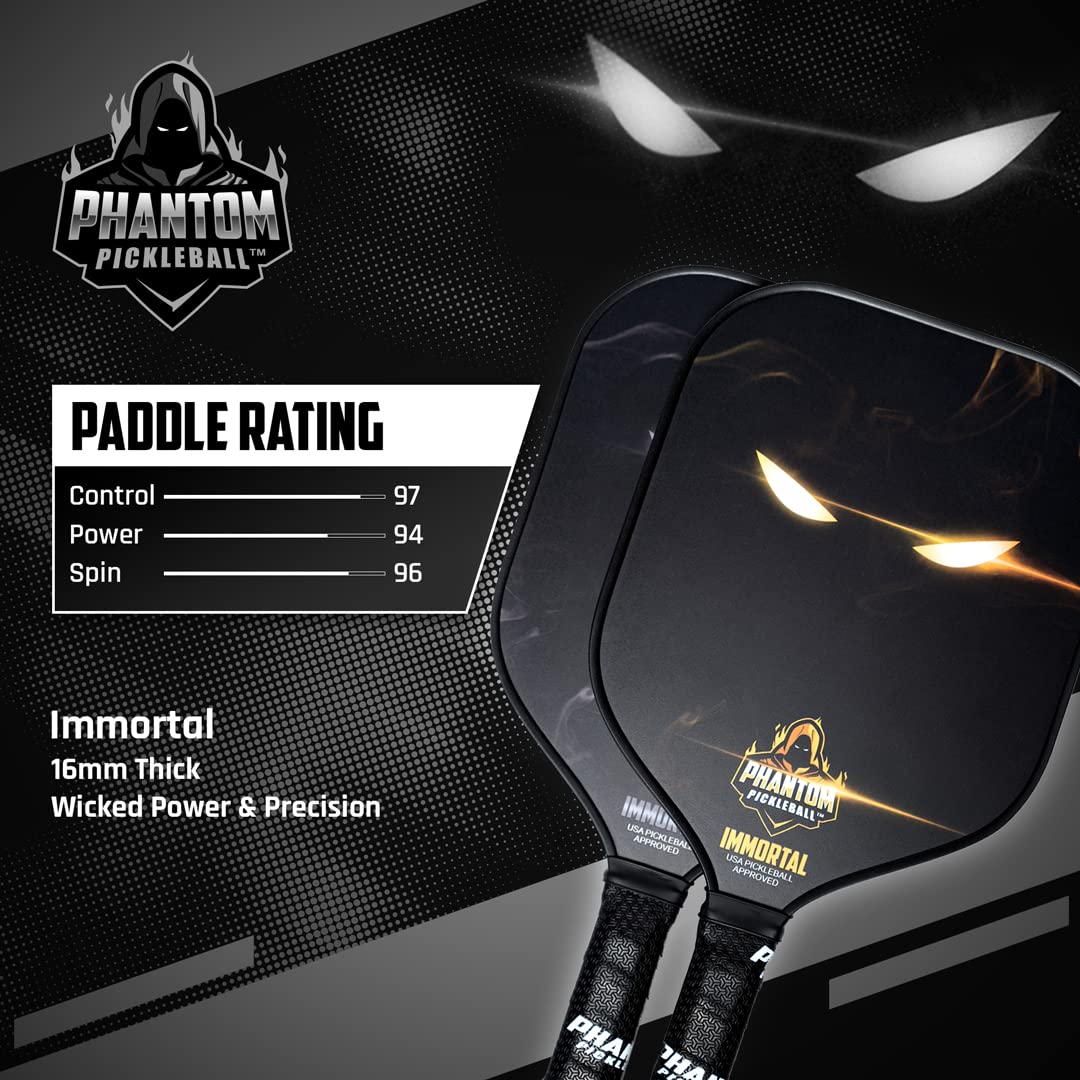 Pickleball Backpack Professional Tour Bag and Immortal 16mm Carbon Fiber Wide Body Pickleball Paddle