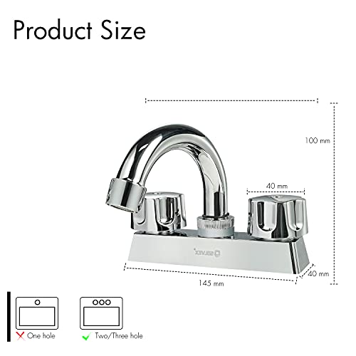 SOLVEX Centerset Bathroom Faucet 2 Handle, 4 Inch WaterSense Bathroom Sink Faucet, 3 Hole Low Arc Bathroom Faucet Chrome, Bathroom Basin Faucet Deck Mounted,SP-40063