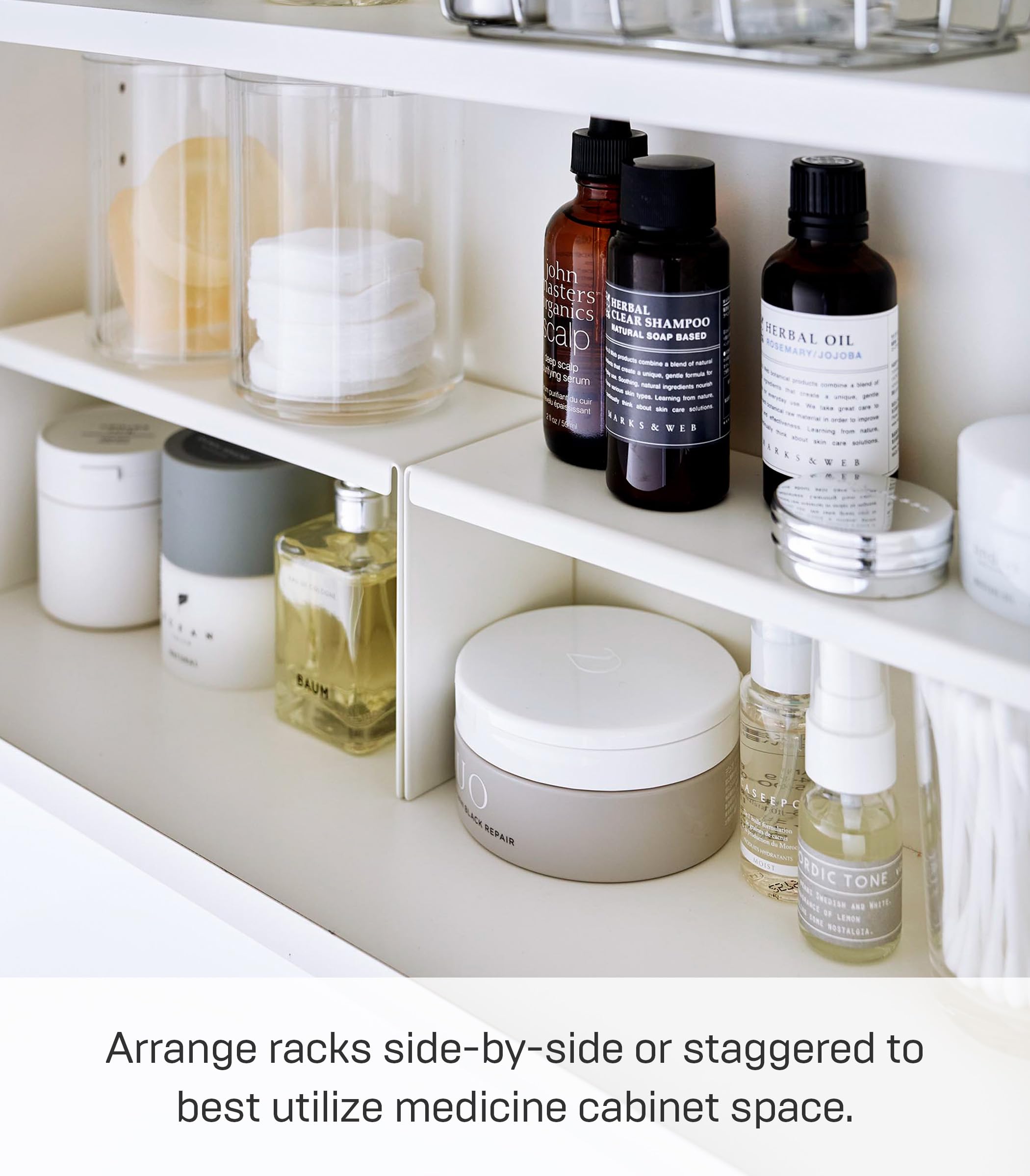 Yamazaki Home Tower Medicine Cabinet Vanity Storage Racks – Set Of 2, Bathroom Mirror Organizer Risers - Steel -