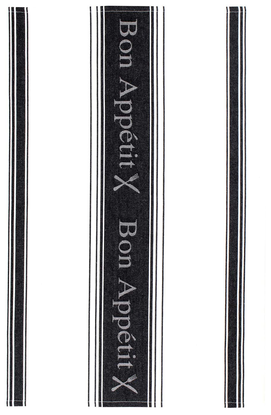 MU Kitchen 100% Cotton Bon Appetit Jacquard Woven Dishtowel, Onyx
