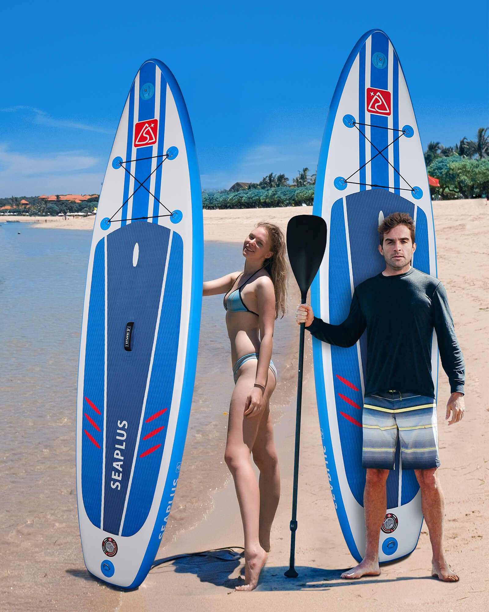 Inflatable Stand Up Paddle Board SUP with SUP Premium Accessories- Paddle, Backpack, Pump and Safety Leash for Adults and Kids, 10β6, Blue