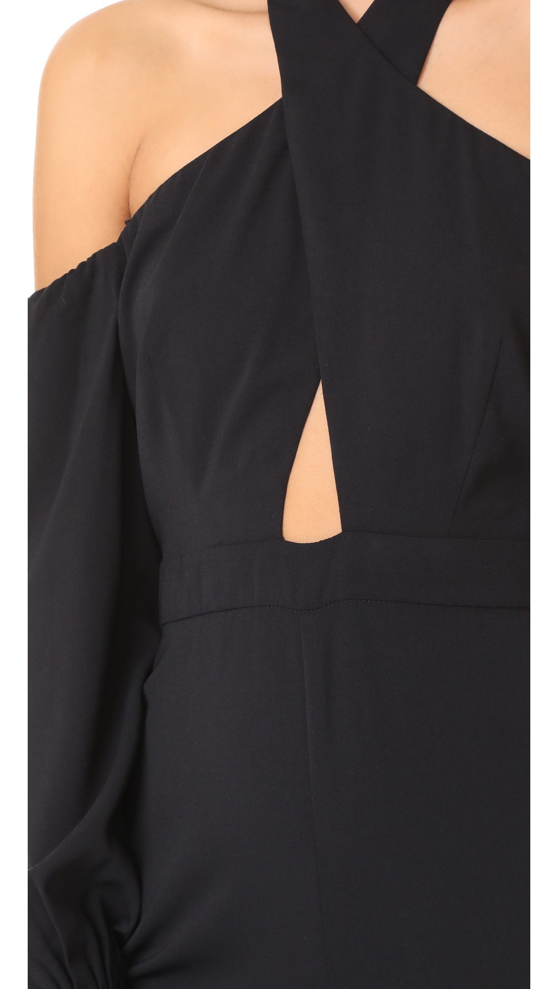 Jill Jill Stuart Women's Halter Jumpsuit with Cold Shoulders, Black, 0
