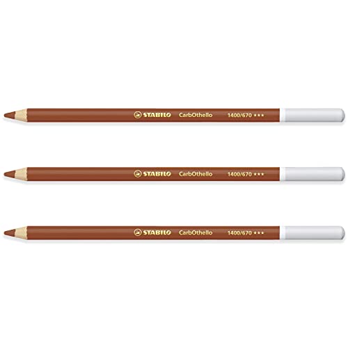 STABILO Chalk-Pastel Pencil CarbOthello - Pack of 3 - Burnt Sienna (670)