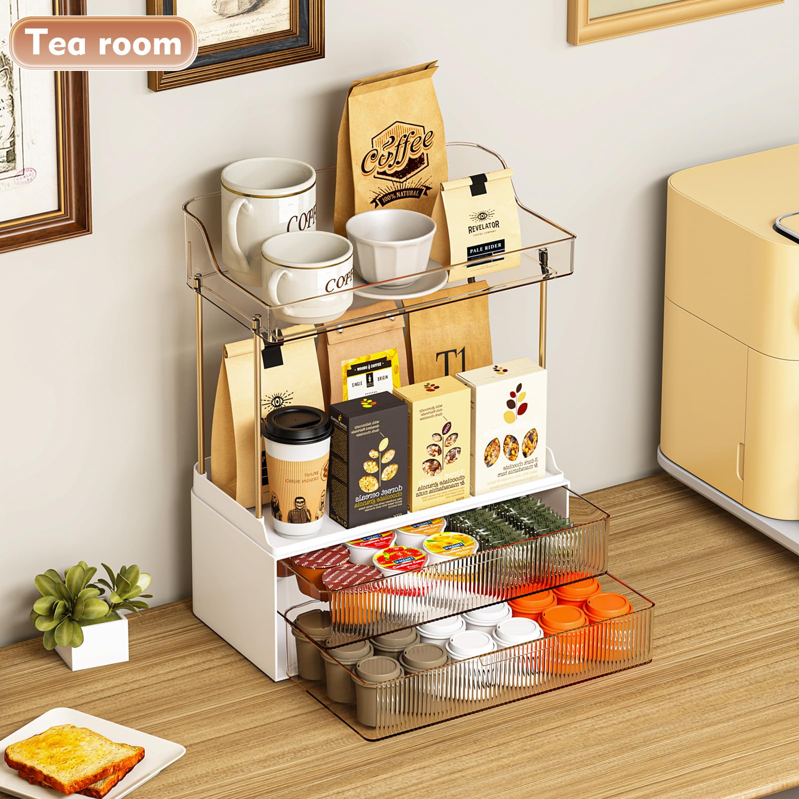 Versatile 4-Tier 2-Drawer Bathrooom Organizer, Makeup Organizer, Perfume Organizer, Bathroom Counter Organizer, Vanity Organizer, Skincare Organizers, Bathroom Organizers and Storage, Amber