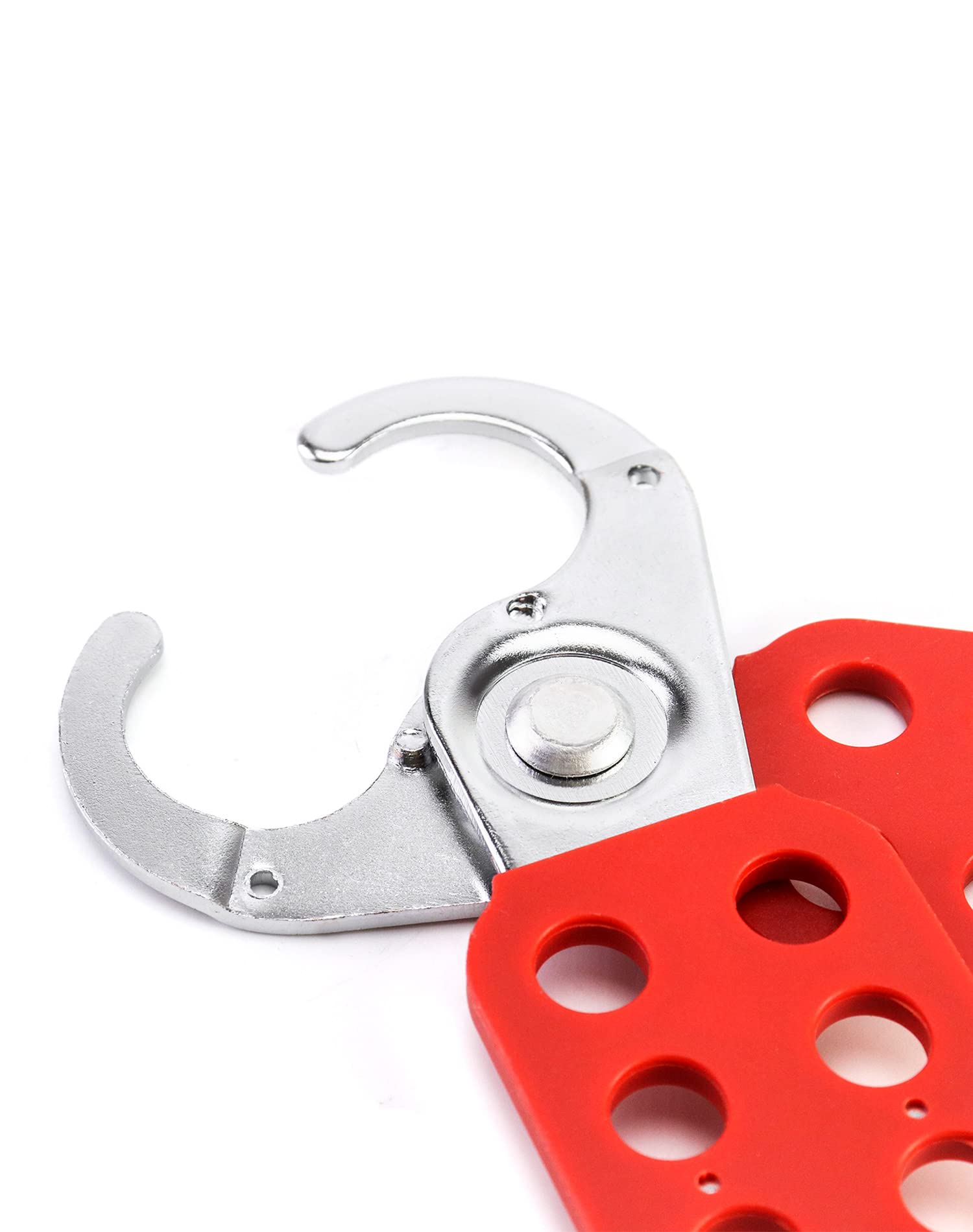 QWORK Lock Out Tag Out Hasp, 6 Pack Tamper-Proof Stainless Steel Padlock Hasp with Extended Jaw, Red