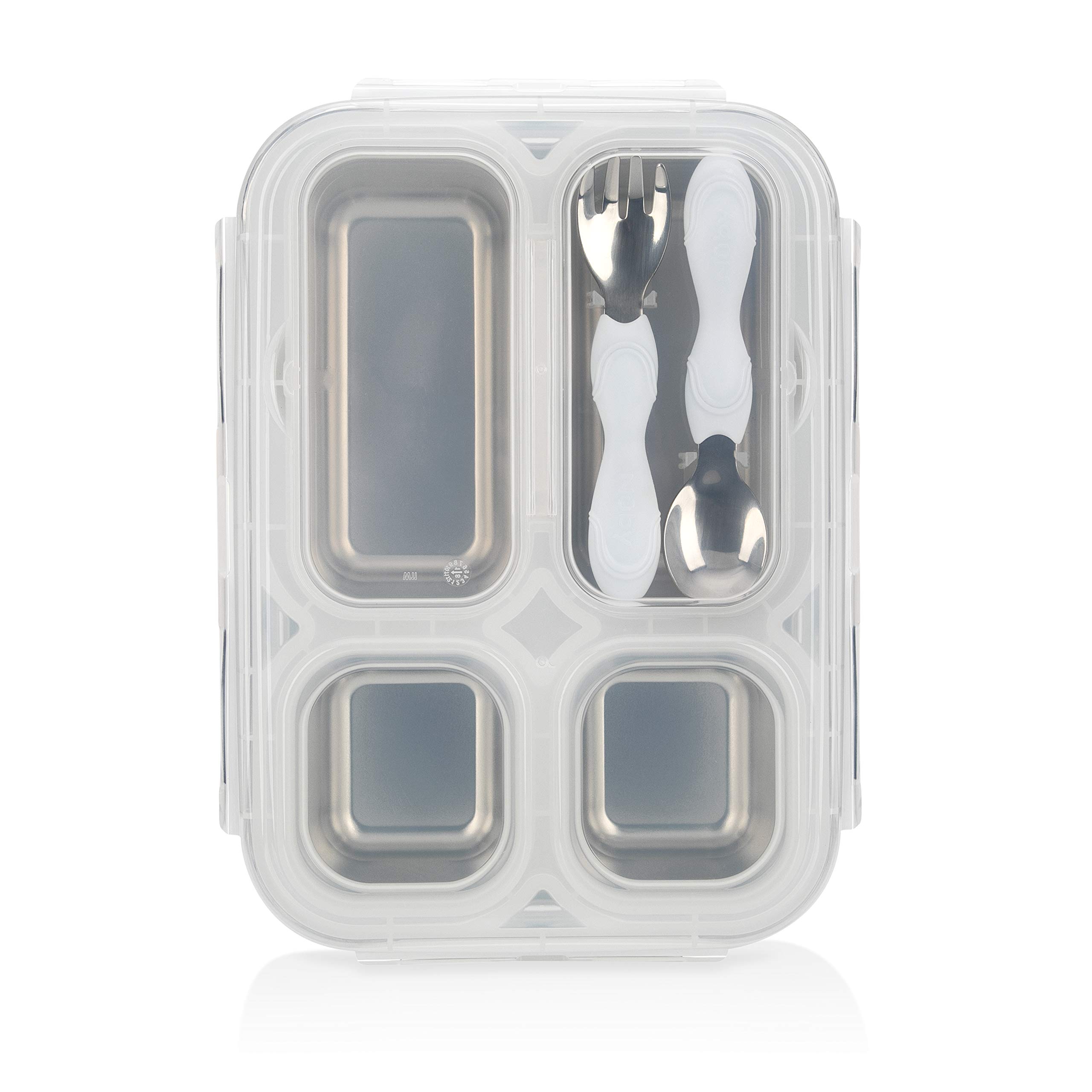 Nuby Insulated Travel Lunchbox with Fork, Spoon, and Lid - 12+ Months - Stainless Steel