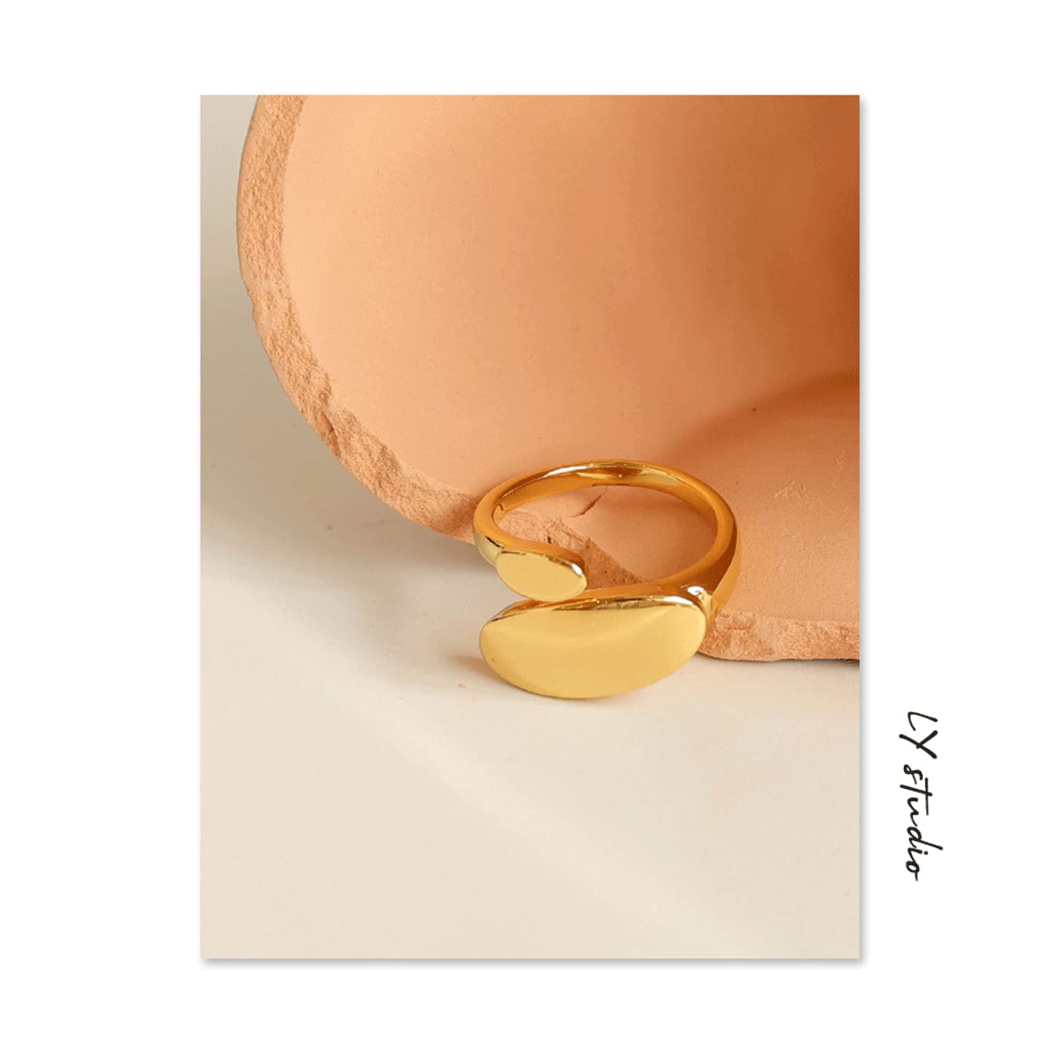 NORLSO Chunky Dome Ring for Women Minimalist Statement Rings Adjustable Irregular Ring Stack Open Rings for Women Teen Girls Gifts (Gold)